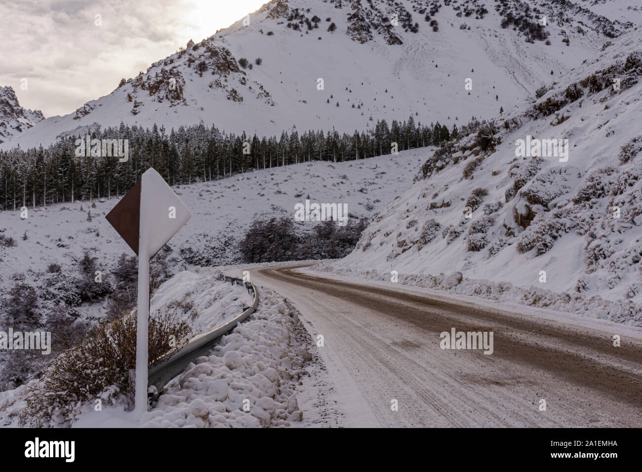 Road in winter with landscape snowed Stock Photo - Alamy