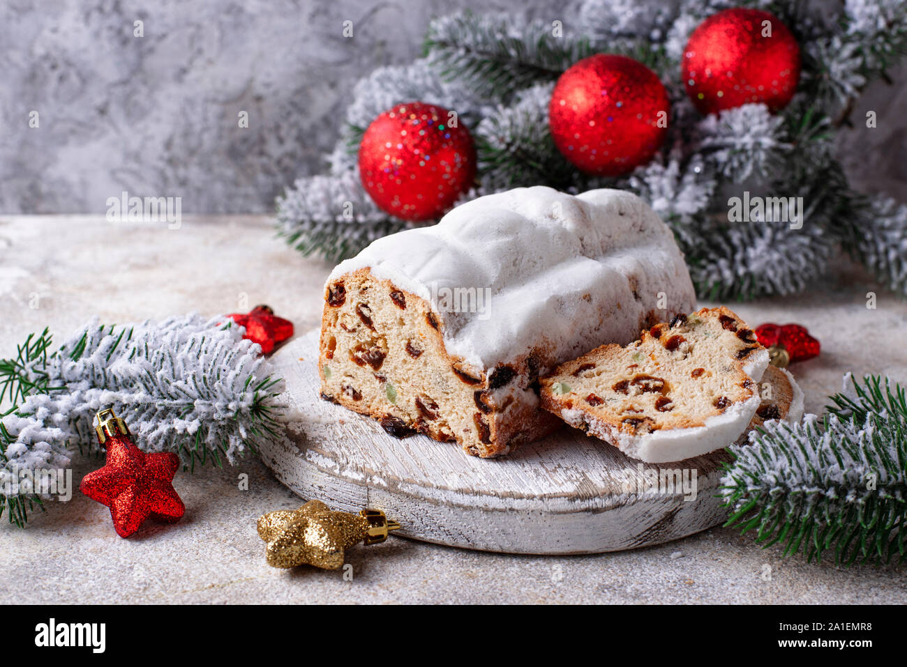 Traditional German Christmas cake stollen Stock Photo - Alamy