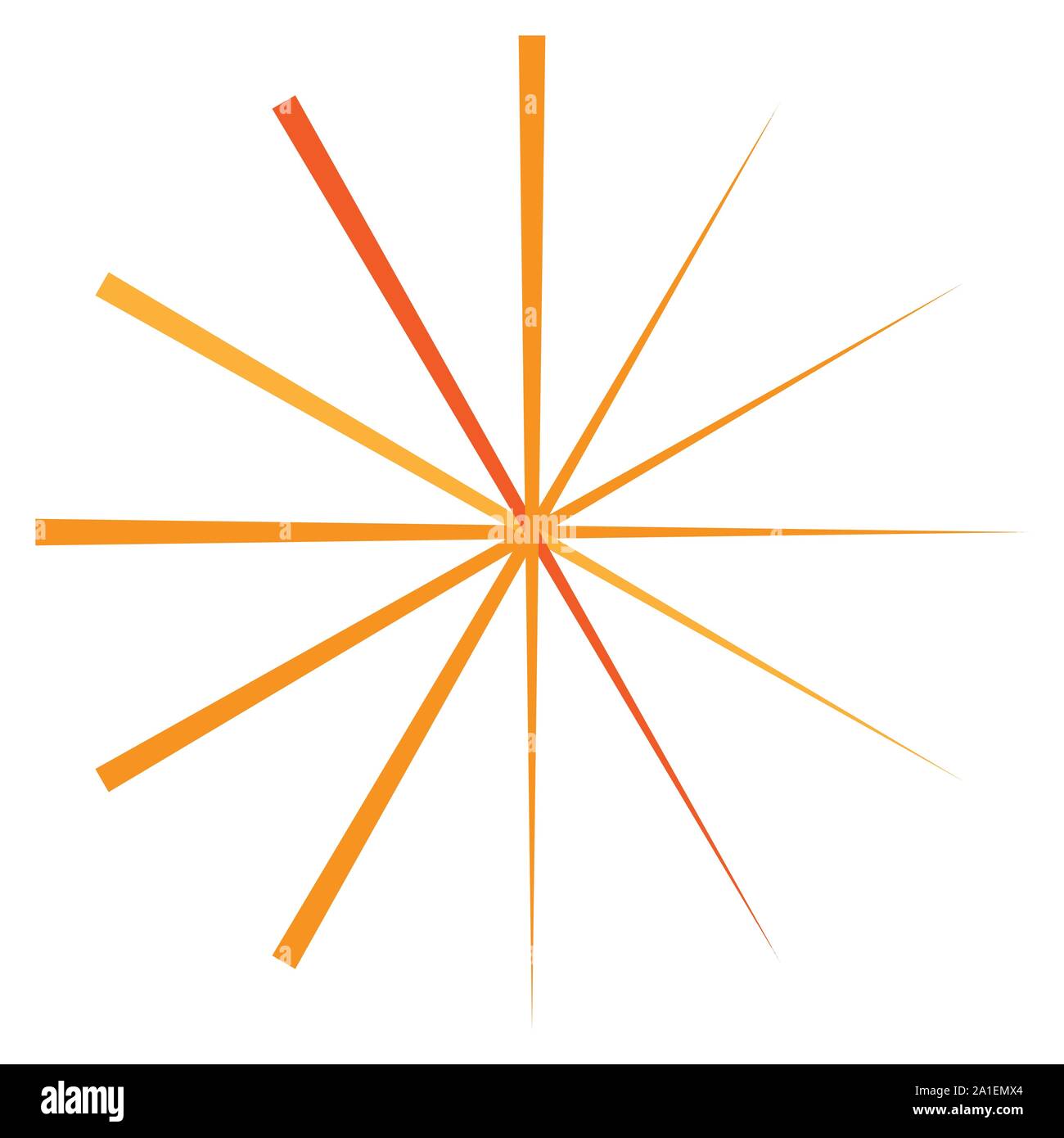 Orange, yellow radial, radiating lines. Rays, beams. Starburst ...