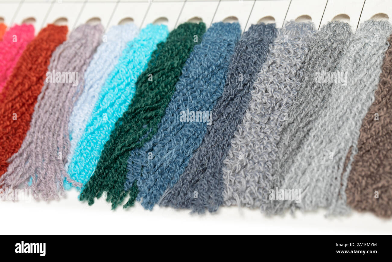 Yarn thread samples color card Stock Photo - Alamy