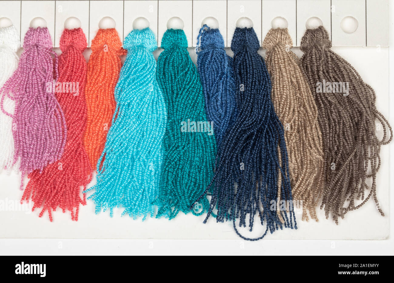 Yarn thread samples color card Stock Photo - Alamy