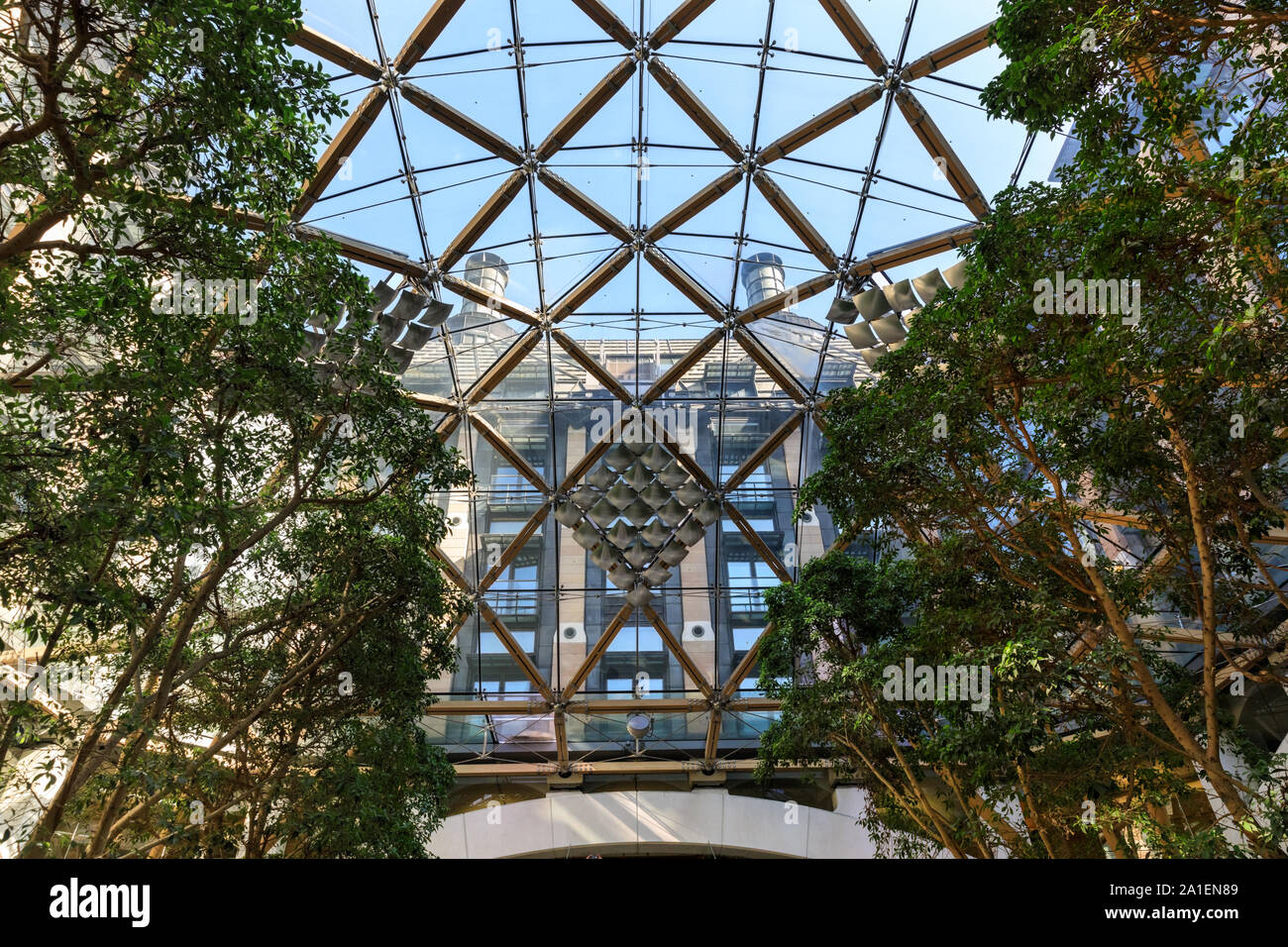 Interior view, courtyard and glass structure roof of Portcullis House ...