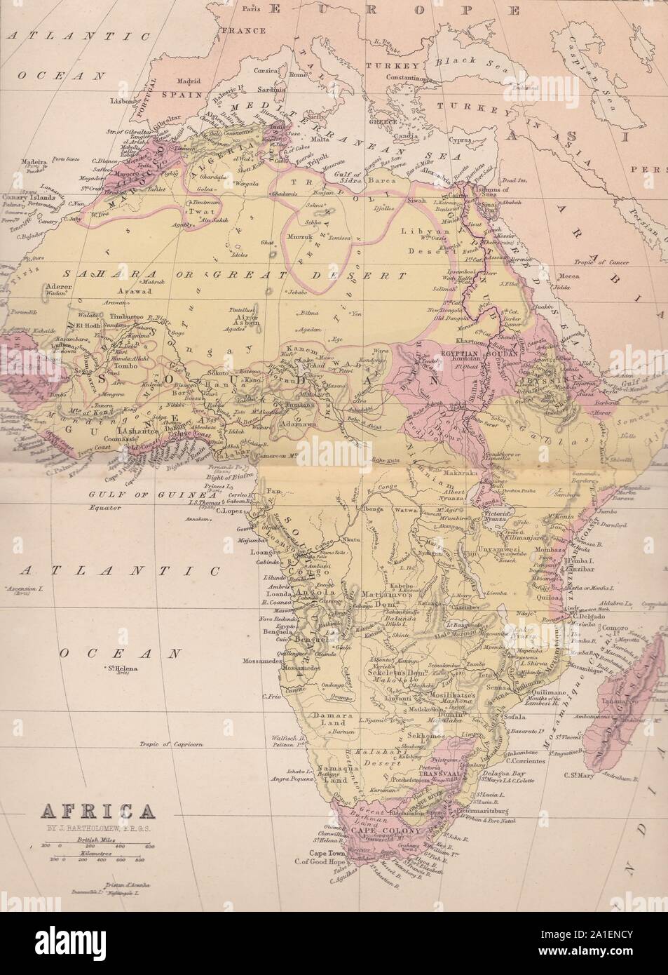 Map of africa 1800s hi-res stock photography and images - Alamy
