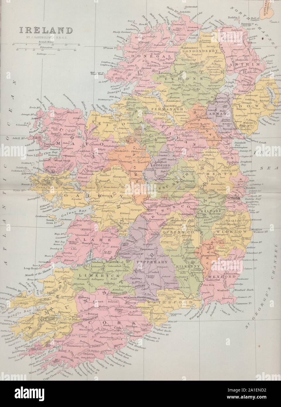 Book plate of Ireland - Antique Map 1800s Stock Photo - Alamy