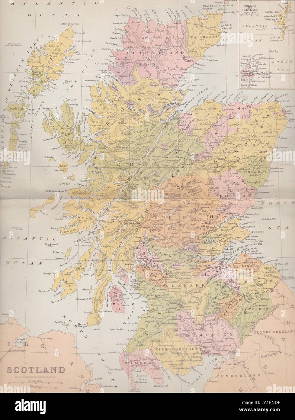Book plate of Scotland - Antique Map 1800s Stock Photo - Alamy