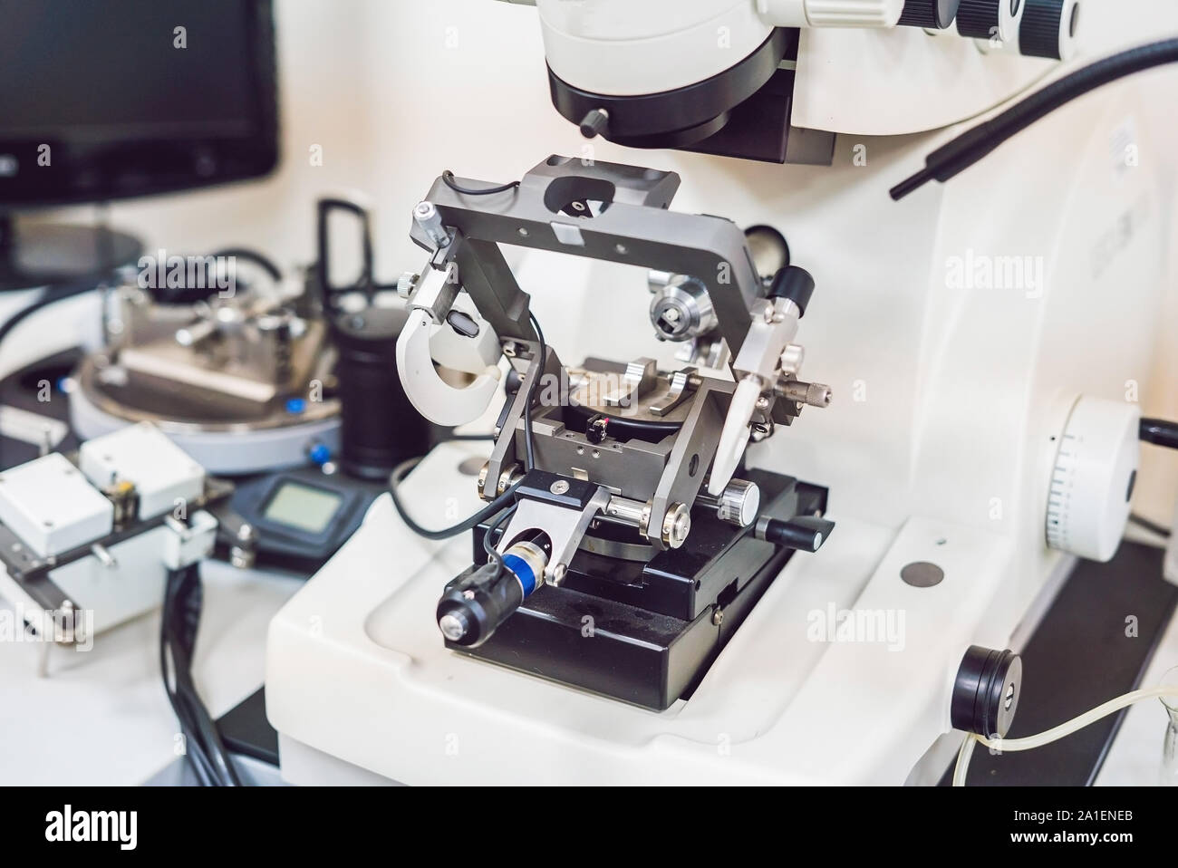 metallographic microscope used for metall's surface investigation in ...