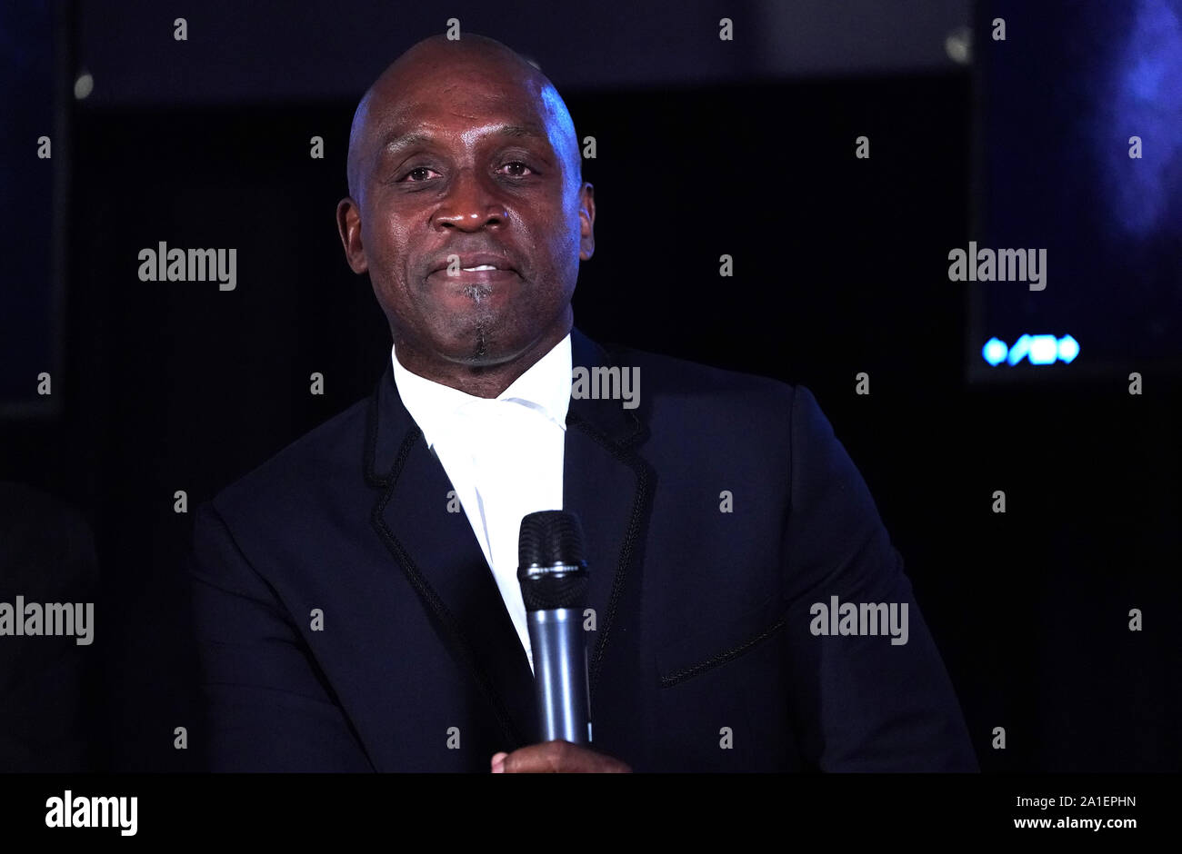 Nigel Benn during the press conference at The Steelyard, London Stock ...