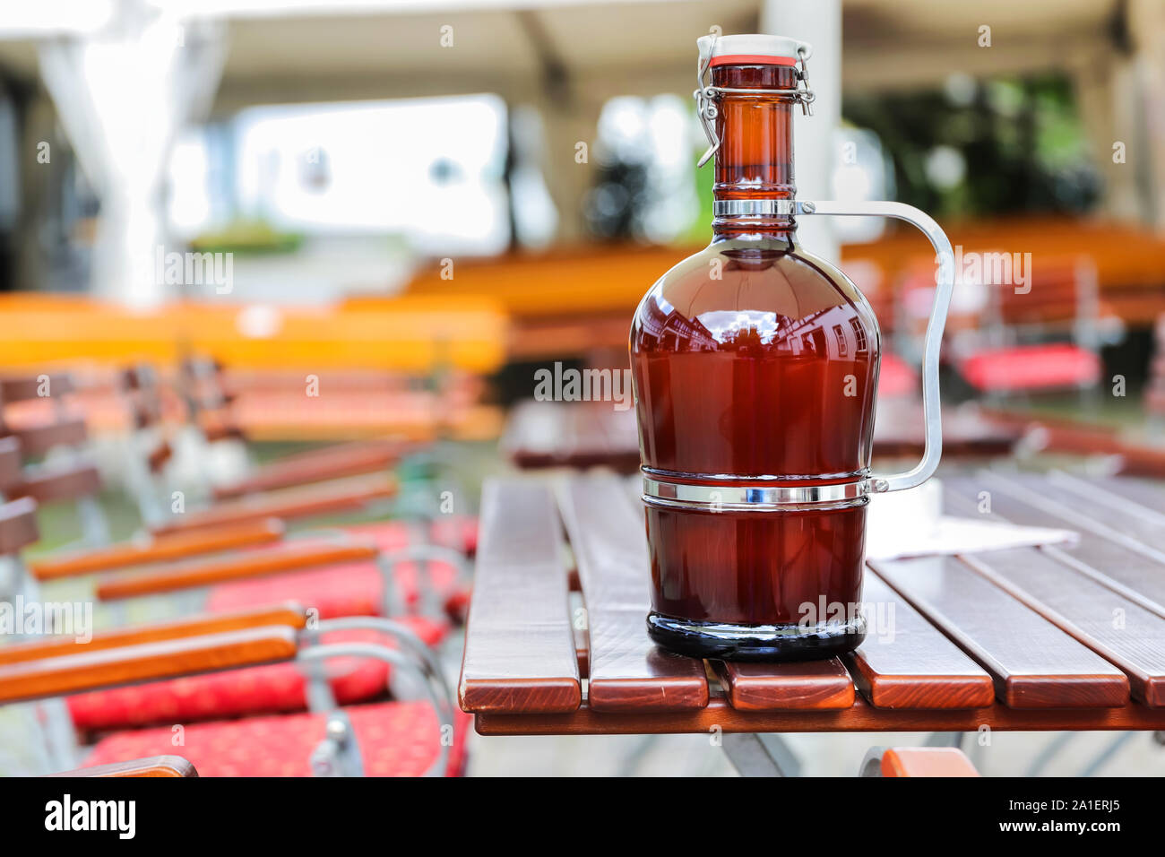 beer mug in an beer garden Stock Photo - Alamy