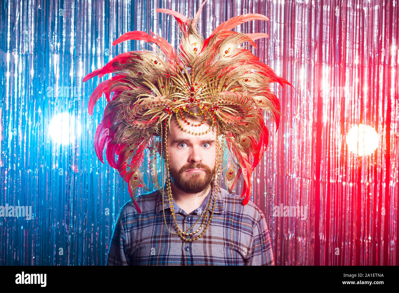 Fun, holiday, april fools day and funny people concept - Portrait of a ...