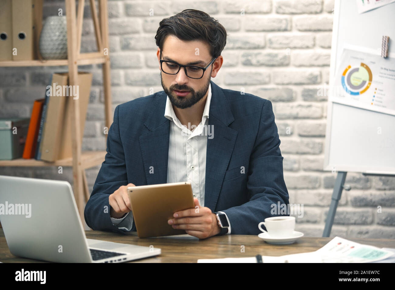 Business man middle aged working in the office Stock Photo - Alamy