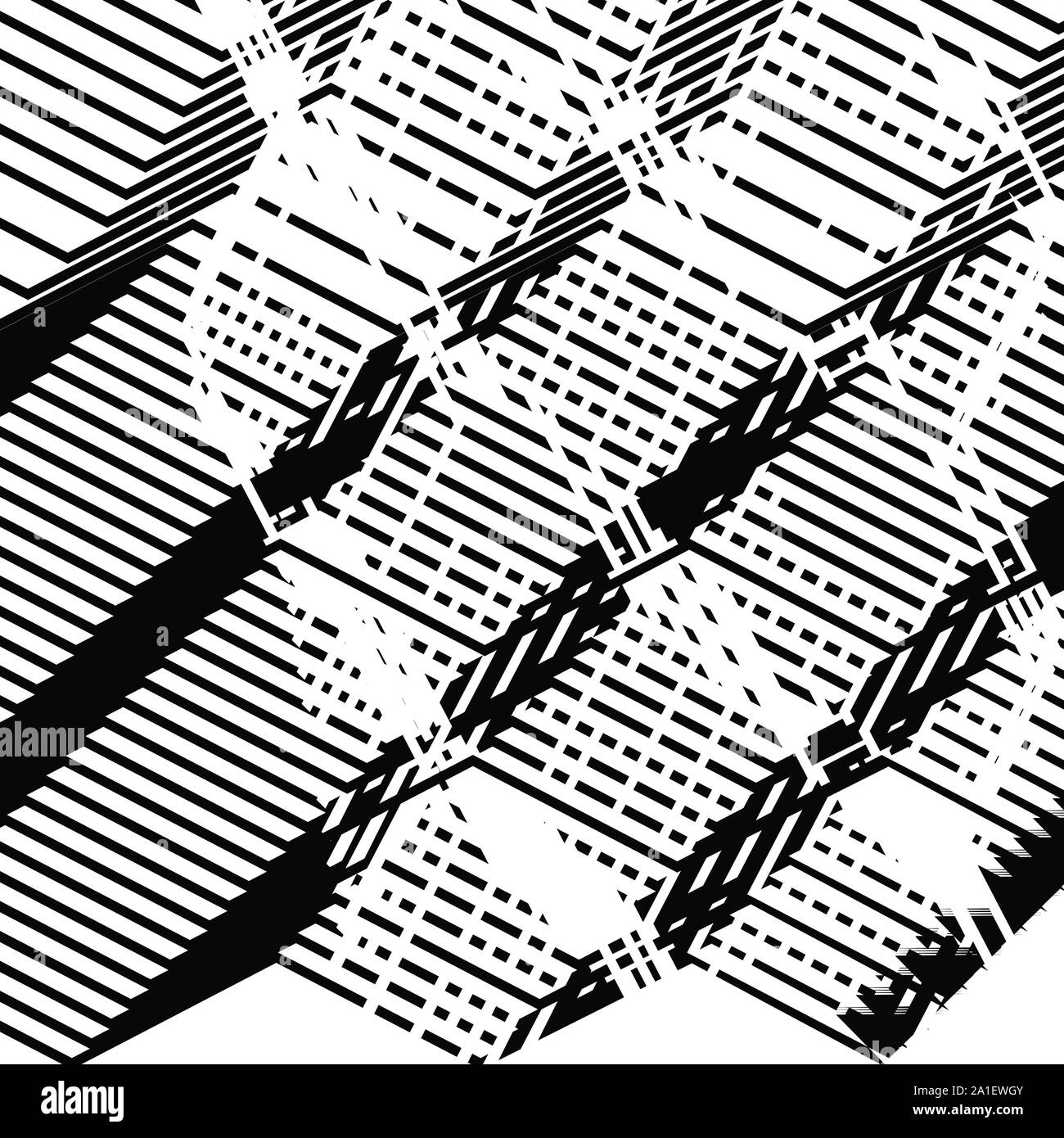 Glitch, noise abstract art. Overlapping random billowy, zig-zag lines. Wavy, waving intersecting ...