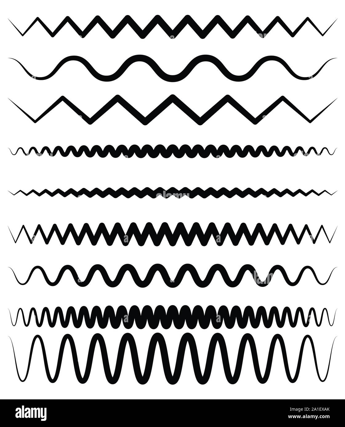 Wavy, zig-zag, distorted lines. Horizontal line dividers Stock Vector Image & Art - Alamy