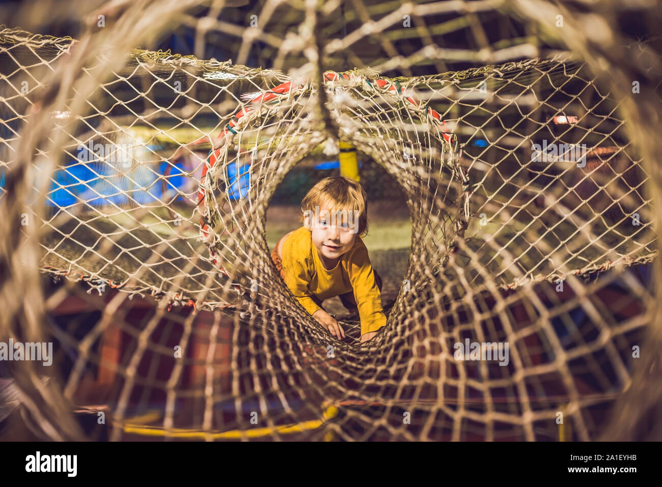 Boy passes obstacle course in hi-res stock photography and images - Alamy