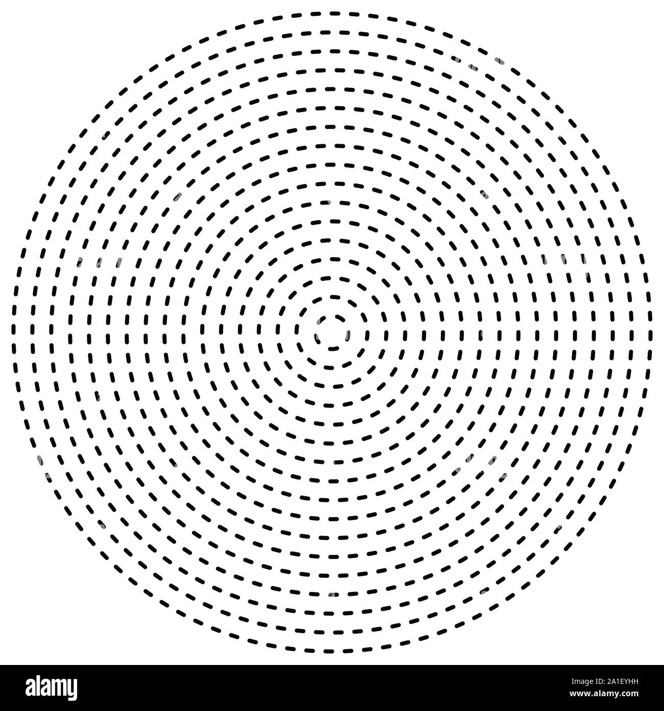 Dashed lines concentric, radial circles. Periodic, segmented lines with gaps. Bits, pieces ...