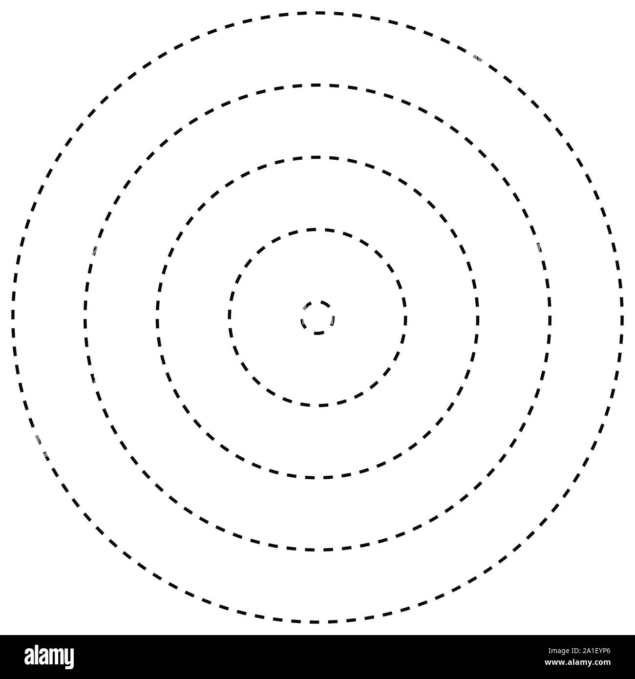 Radial dashed line circles. Circular, concentric element with gap lines. Periodic, infrequent ...
