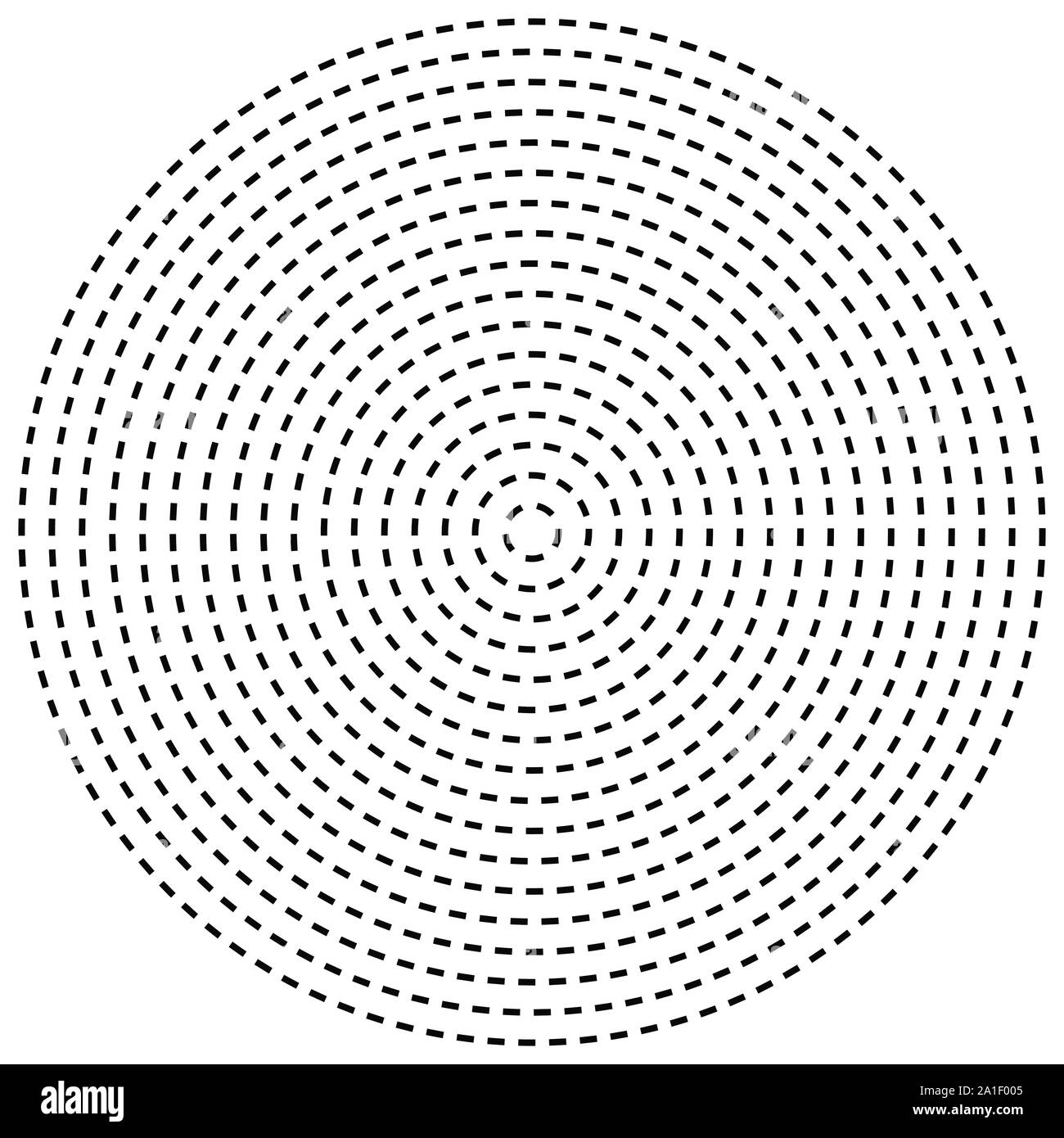 Radial dashed line circles. Circular, concentric element with gap lines ...