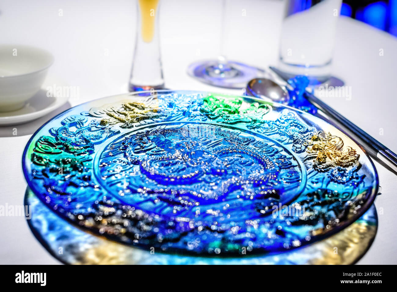 beautiful tableware and cutlery in a elegant dining table setting in a ...