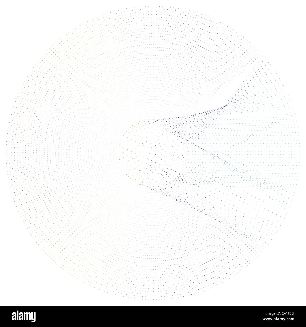 Radial element with random dots, circles, rings as particles. Diffusion ...
