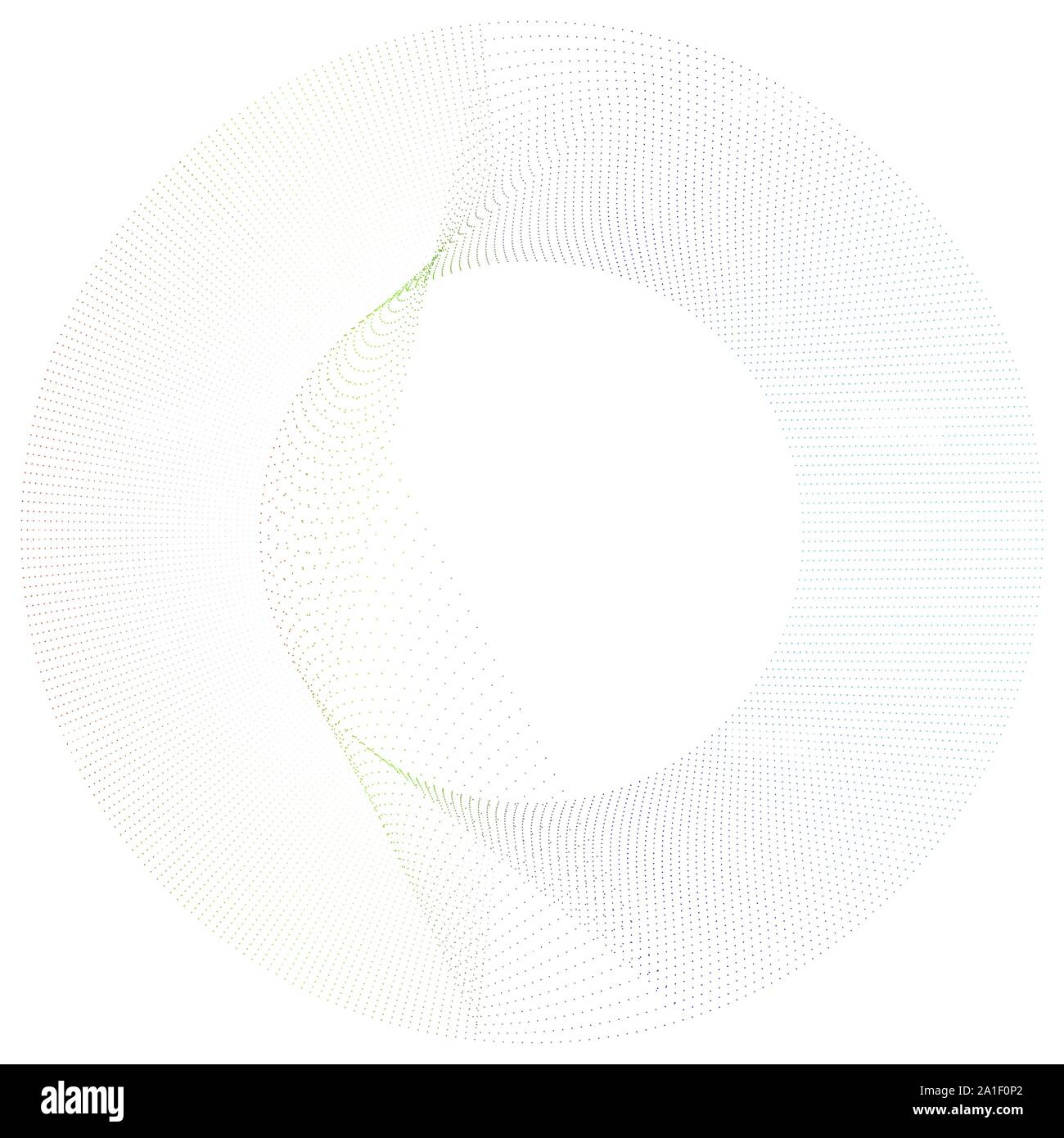 Radial element with random dots, circles, rings as particles. Diffusion ...