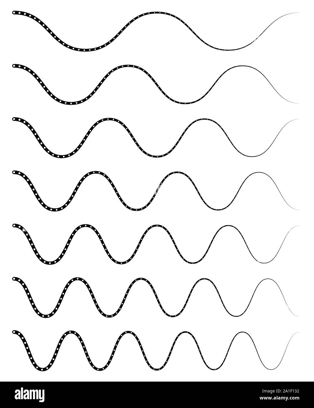Wavy, billow (zigzag) line element set. Lines with waving effect Stock ...