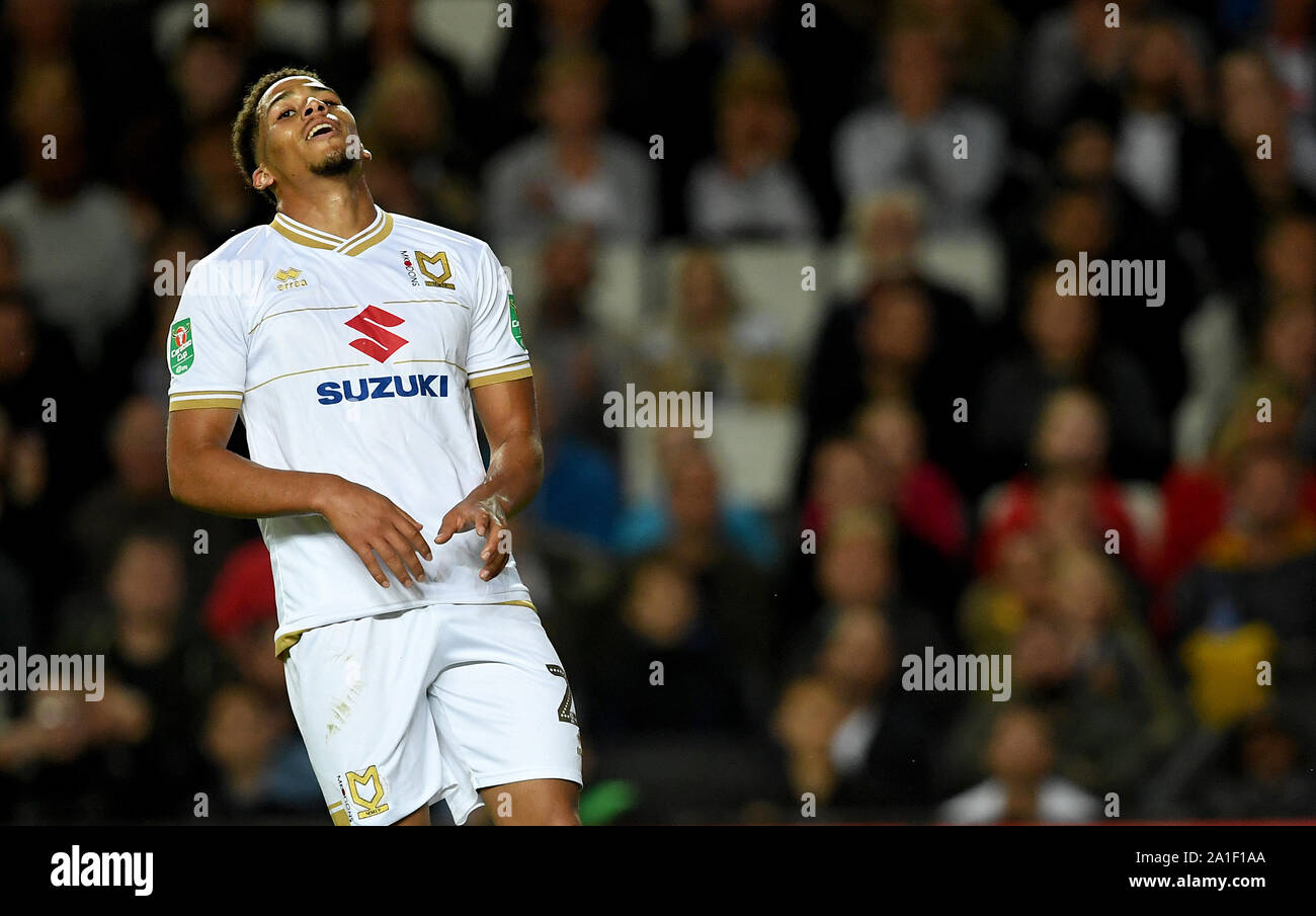 MK Dons' Sam Nombe during the Carabao Cup, Third Round match at Stadium ...