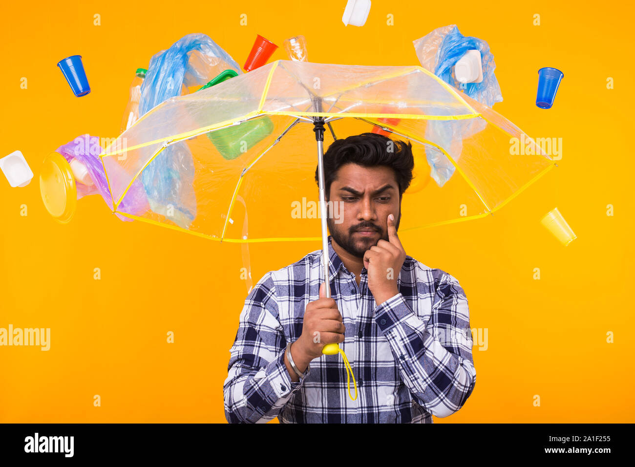 Environmental pollution, plastic recycling problem and ecology problem ...