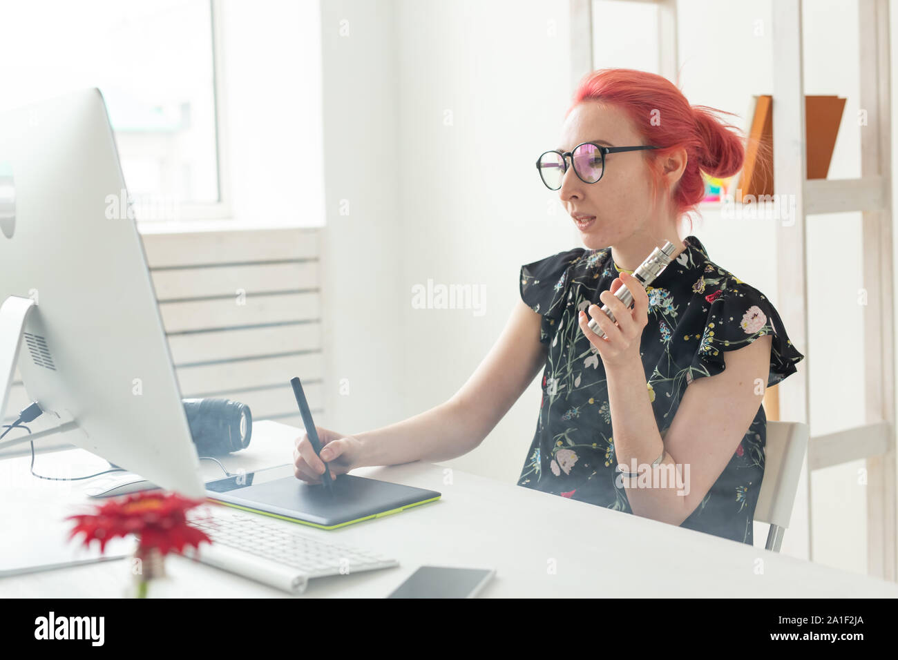 Creative, graphic designer, people concept - young creative woman ...