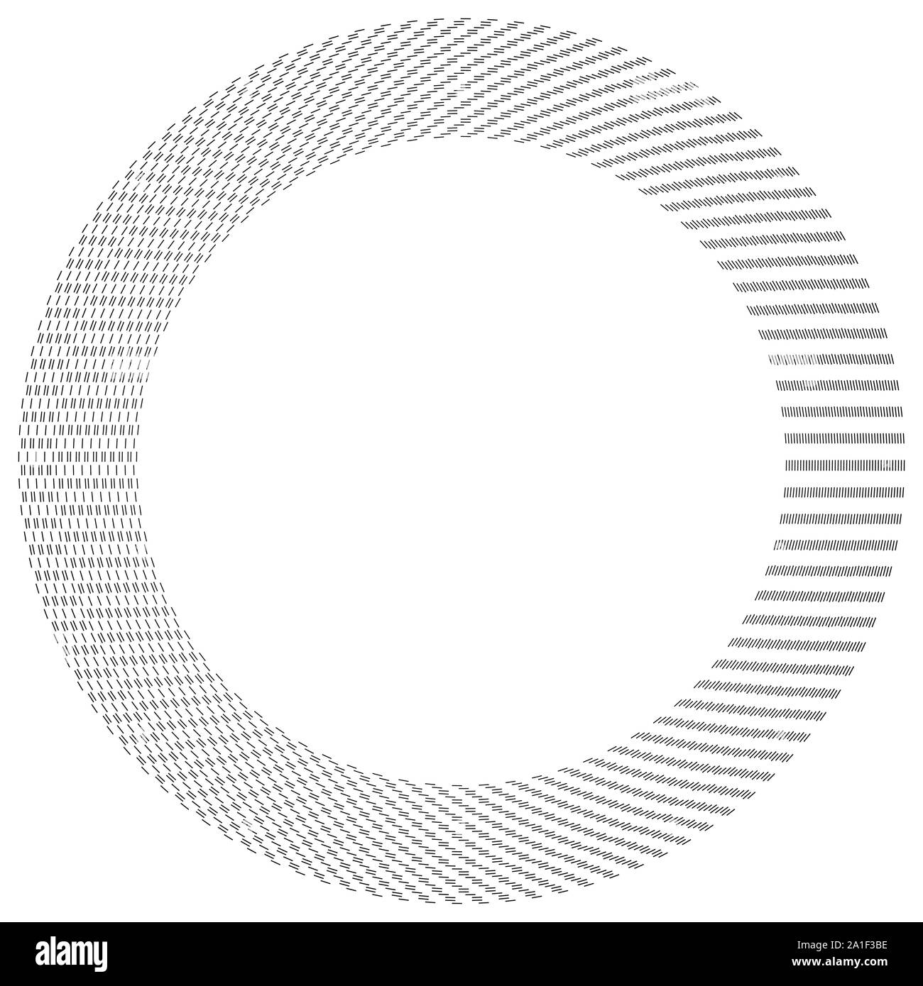 Radial dashed line circles. Circular, concentric element with gap lines ...