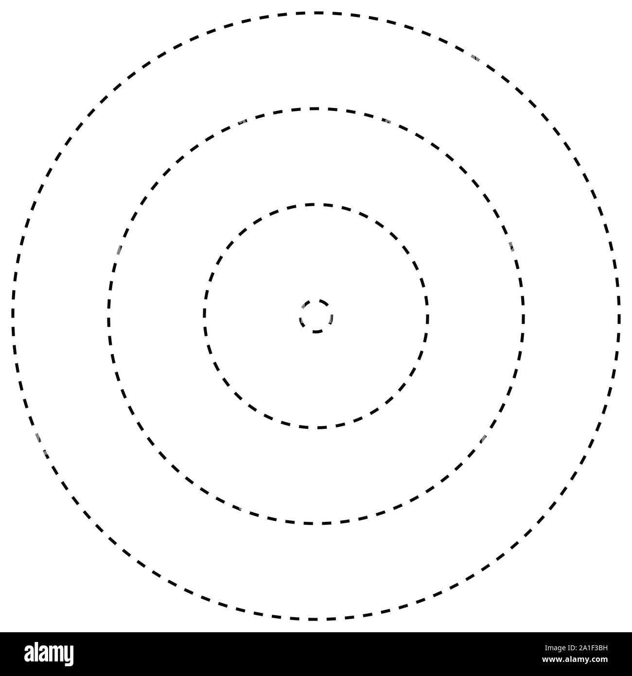 Radial dashed line circles. Circular, concentric element with gap lines ...