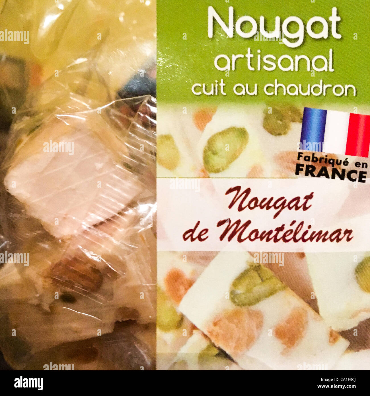 A bag of craft nougat candies, Montelimar, Drome, France Stock Photo ...