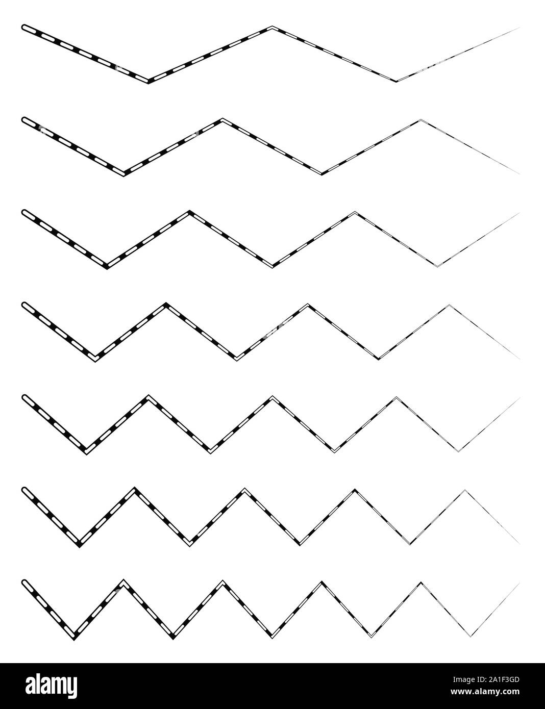 Wavy, billow (zigzag) line element set. Lines with waving effect Stock ...
