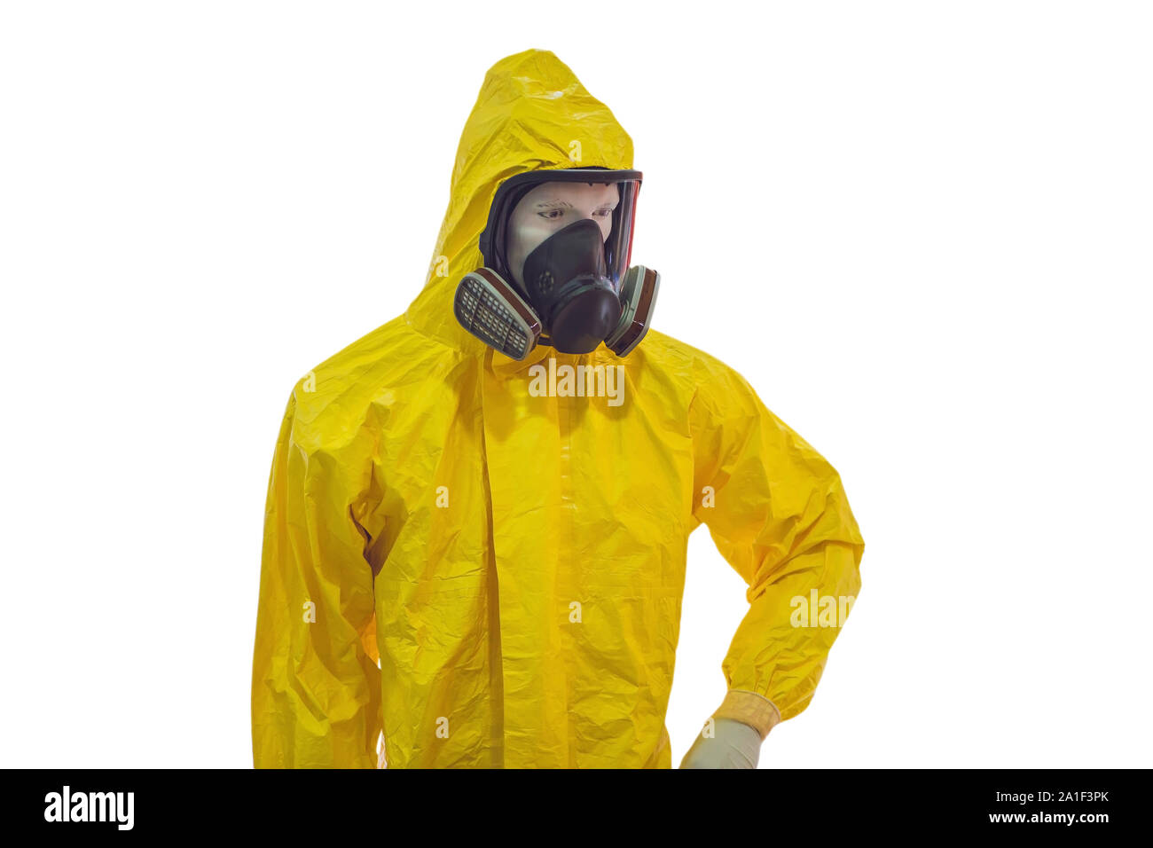 Costume for biological protection against dangerous diseases. isolated ...