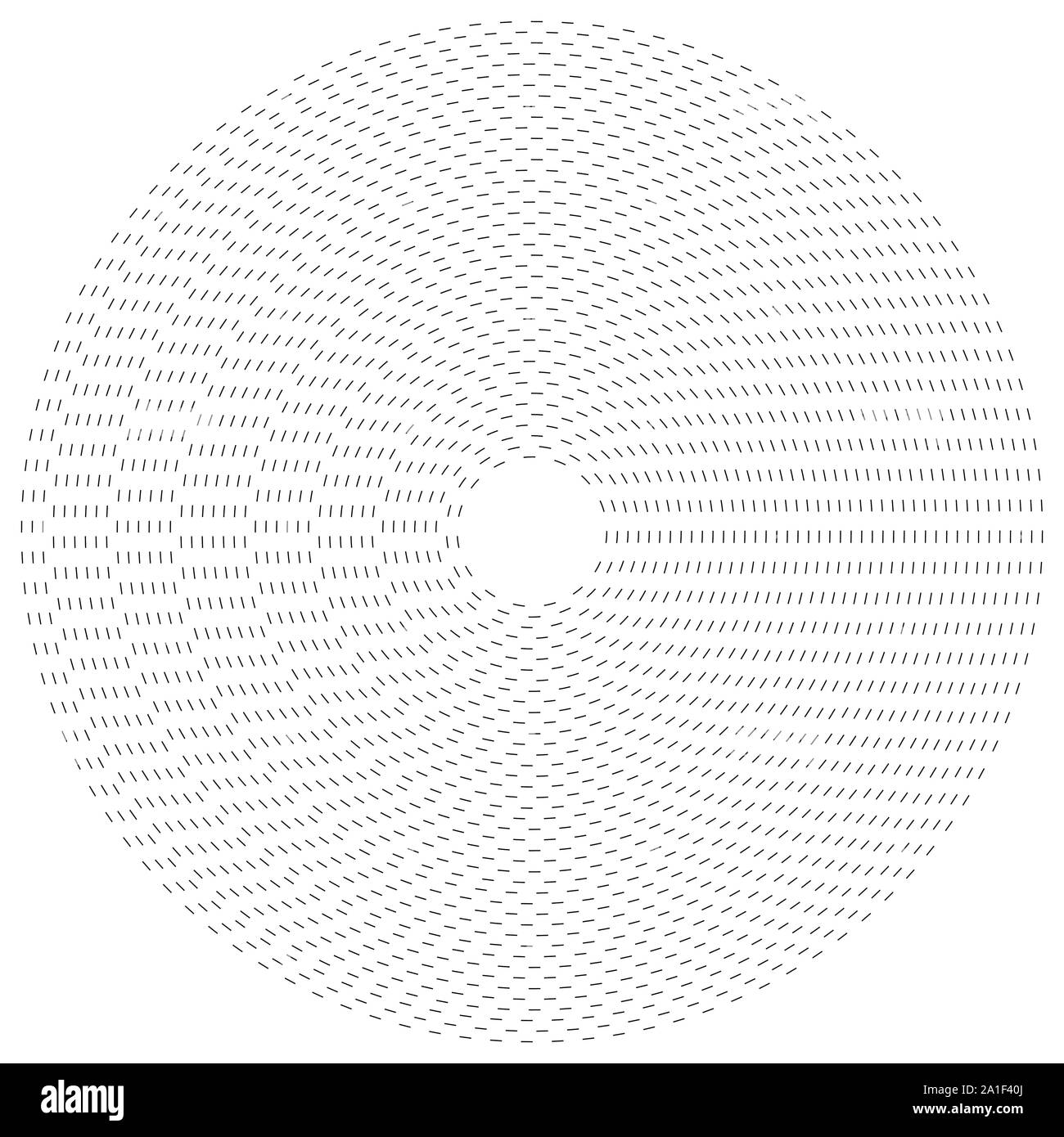 Radial dashed line circles. Circular, concentric element with gap lines ...