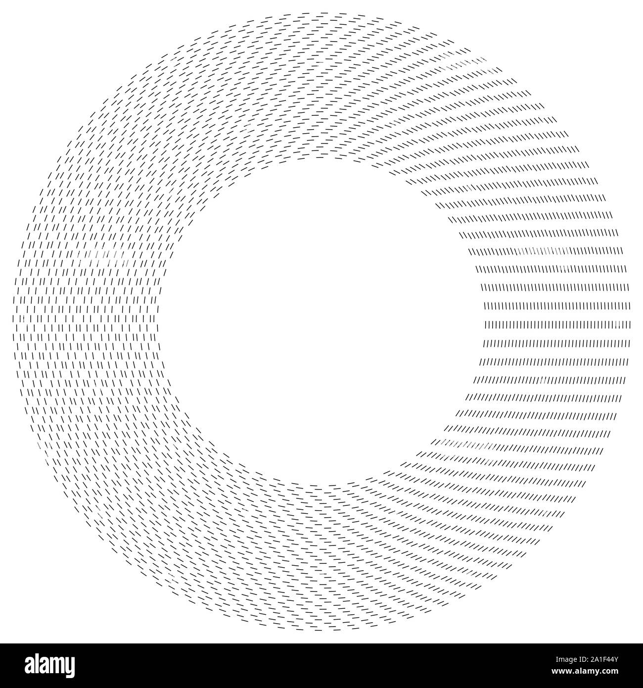 Radial dashed line circles. Circular, concentric element with gap lines. Periodic, infrequent ...