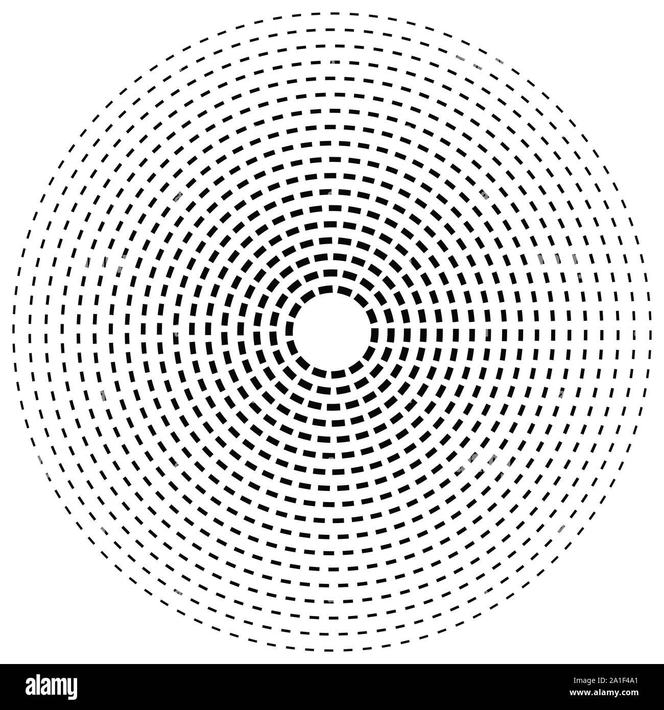 Radial dashed line circles. Circular, concentric element with gap lines. Periodic, infrequent ...