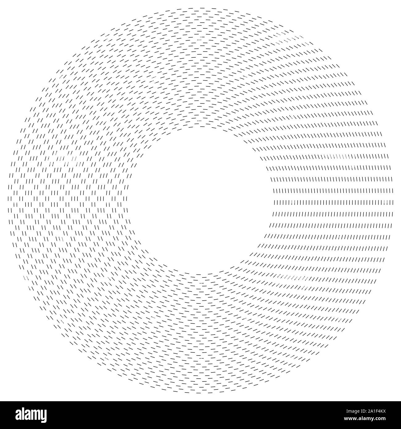 Radial dashed line circles. Circular, concentric element with gap lines. Periodic, infrequent ...