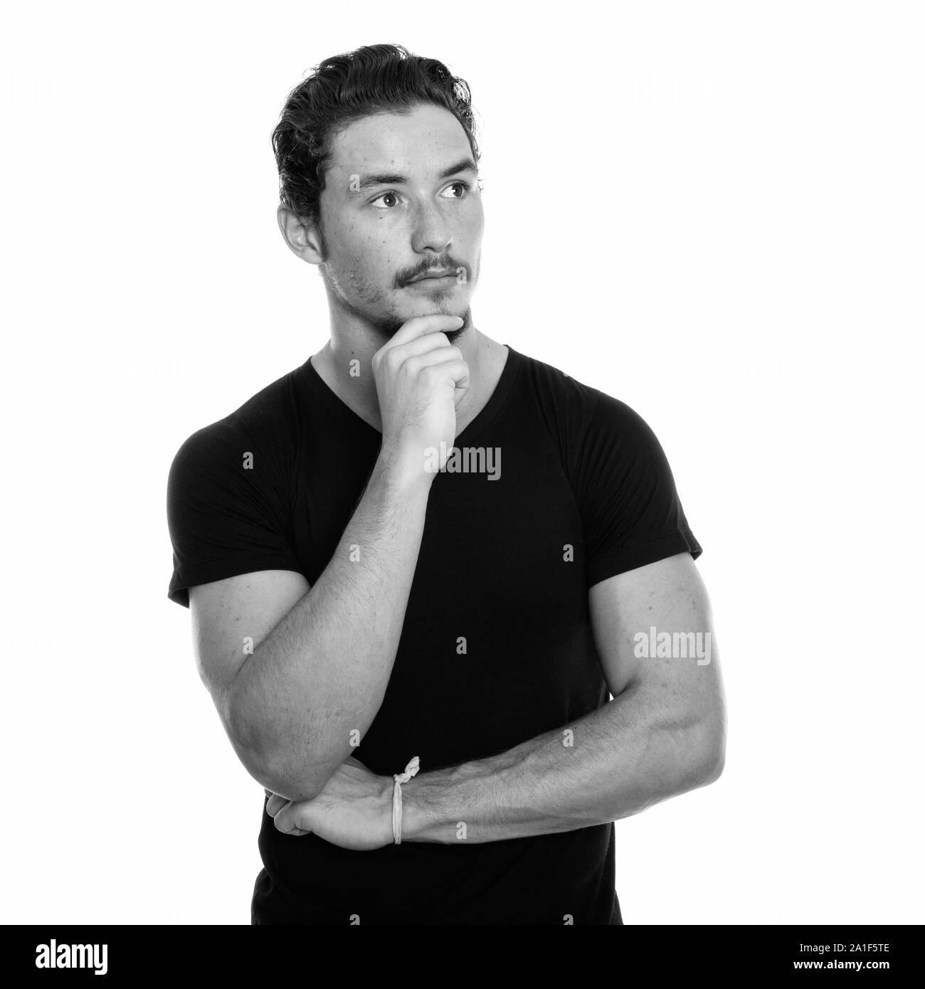 Man thinking looking up isolated hi-res stock photography and images ...