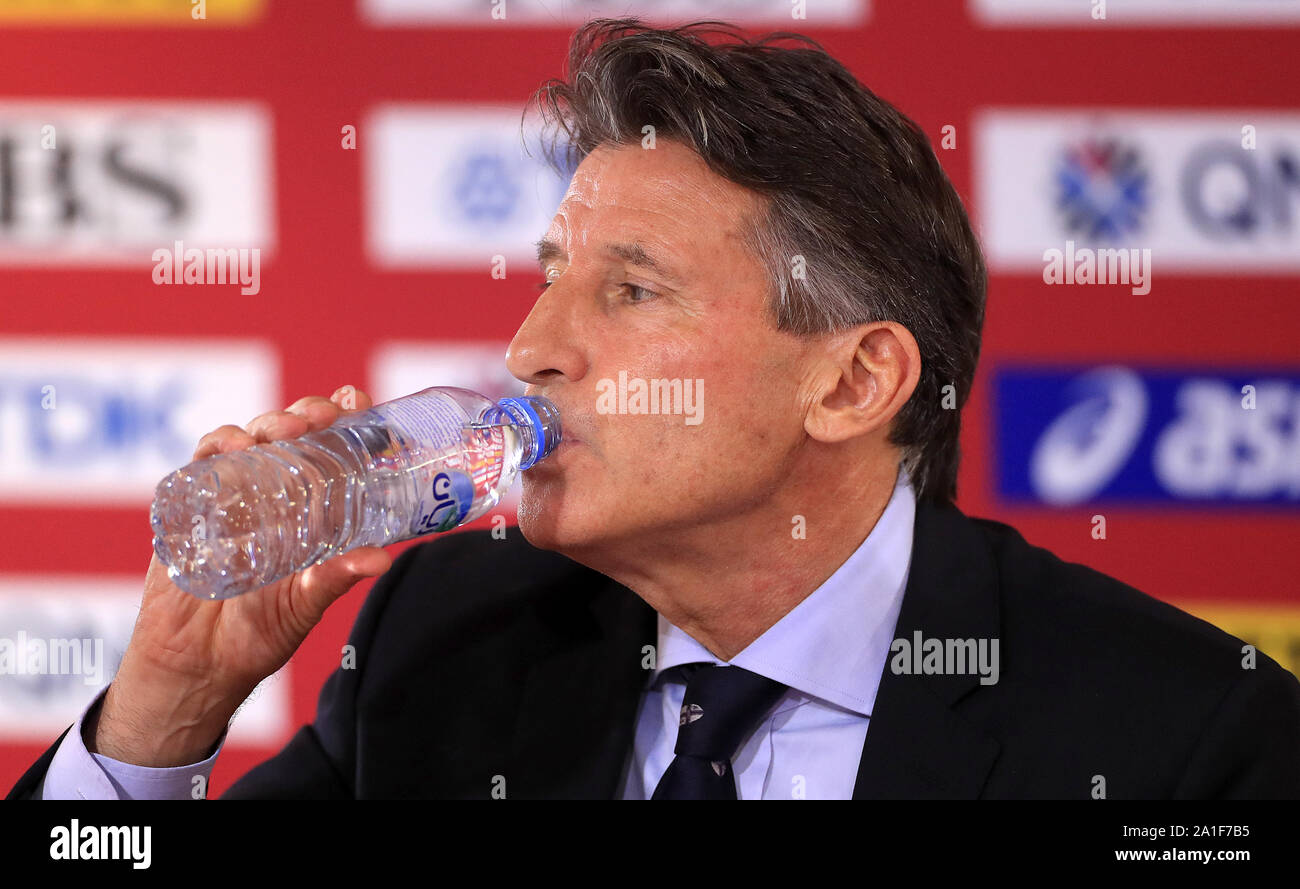 IAAF President Sebastian Coe during a press conference ahead of the ...
