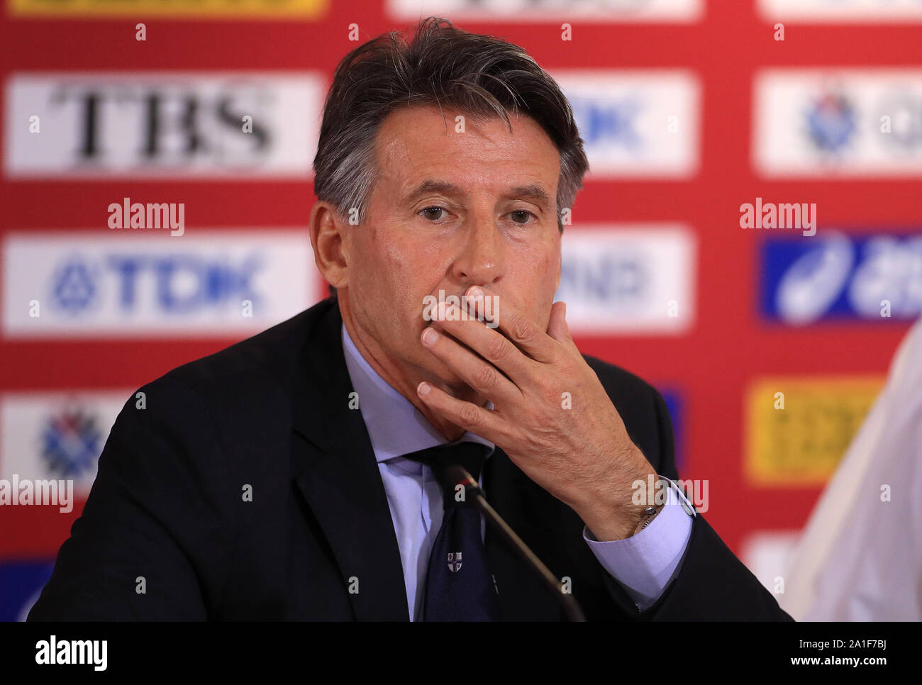 IAAF President Sebastian Coe during a press conference ahead of the ...