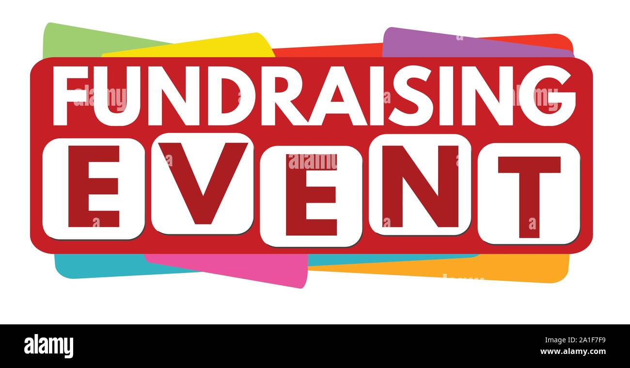 Fundraising event label or sticker on white background, vector ...