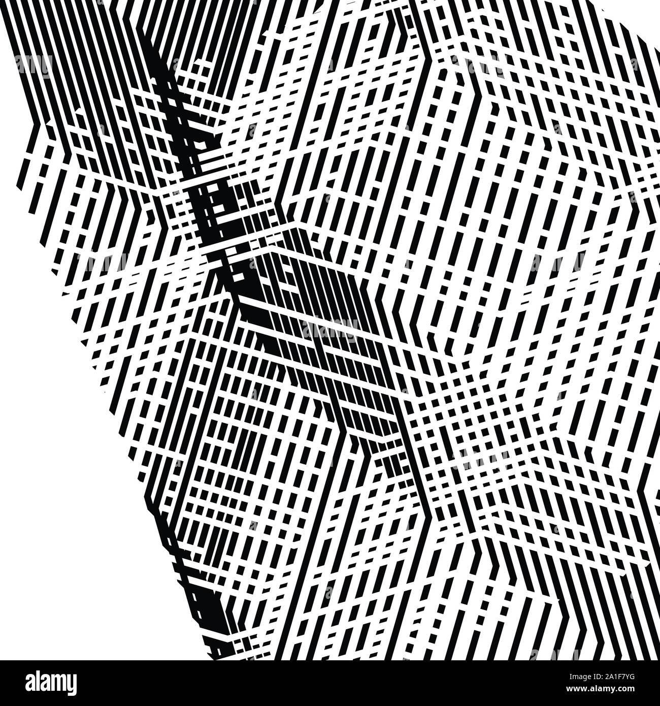 Glitch, noise abstract art. Overlapping random billowy, zig-zag lines. Wavy, waving intersecting ...