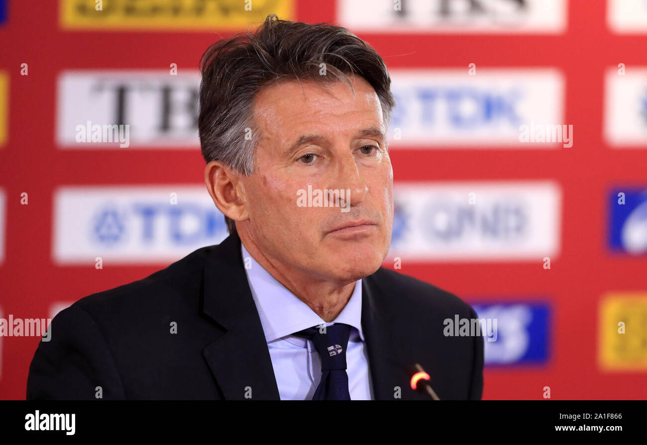 IAAF President Sebastian Coe during a press conference ahead of the ...