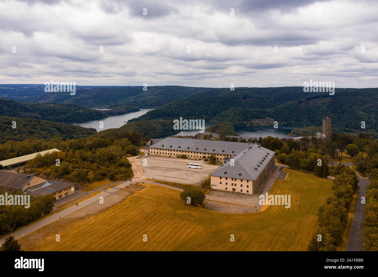 Aerial view of NS-Ordensburg Vogelsang, Germany. Rur lake Stock Photo ...