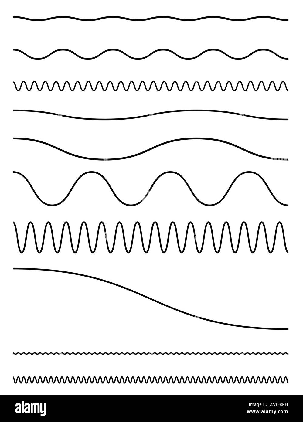 Wavy, billow (zigzag) line element set. Lines with waving effect Stock ...