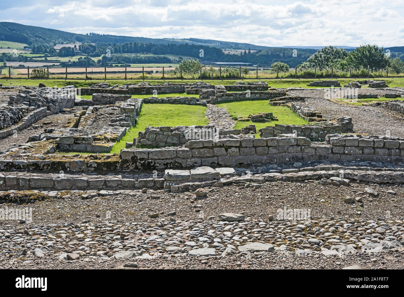 Ruins at Corbridge Roman town, Hadrian's Wall, Northumberland belonging ...