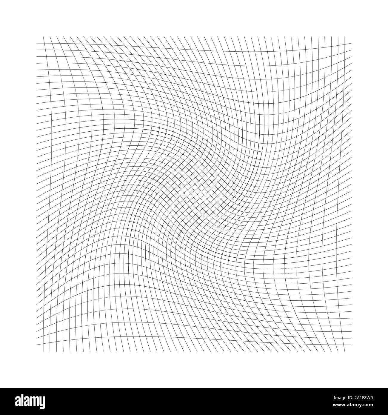 Grid, mesh of lines with circular spiral, twist, roll effect. Whorl ...