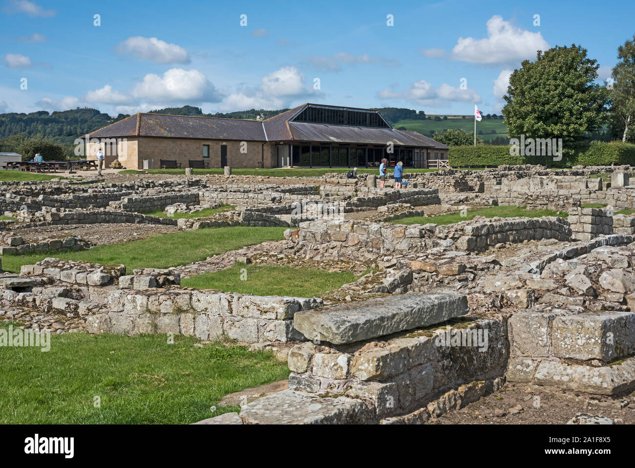 Ruins at Corbridge Roman town, Hadrian's Wall, Northumberland belonging ...