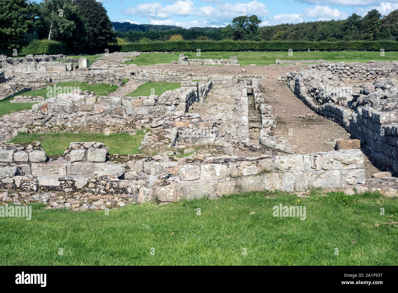 Ruins at Corbridge Roman town, Hadrian's Wall, Northumberland belonging ...