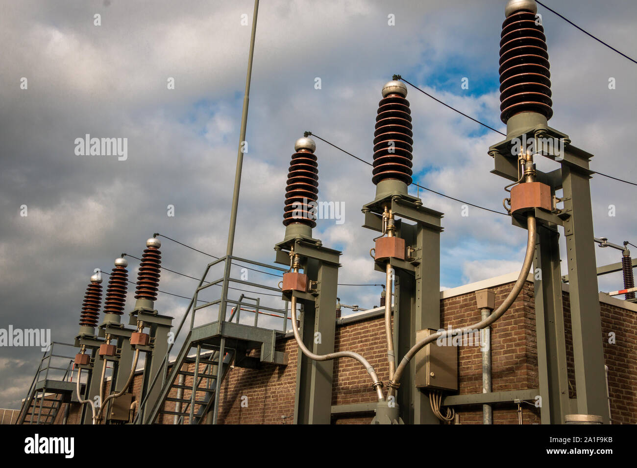 Picture of a high voltage system with ceramic insulators high voltage ...