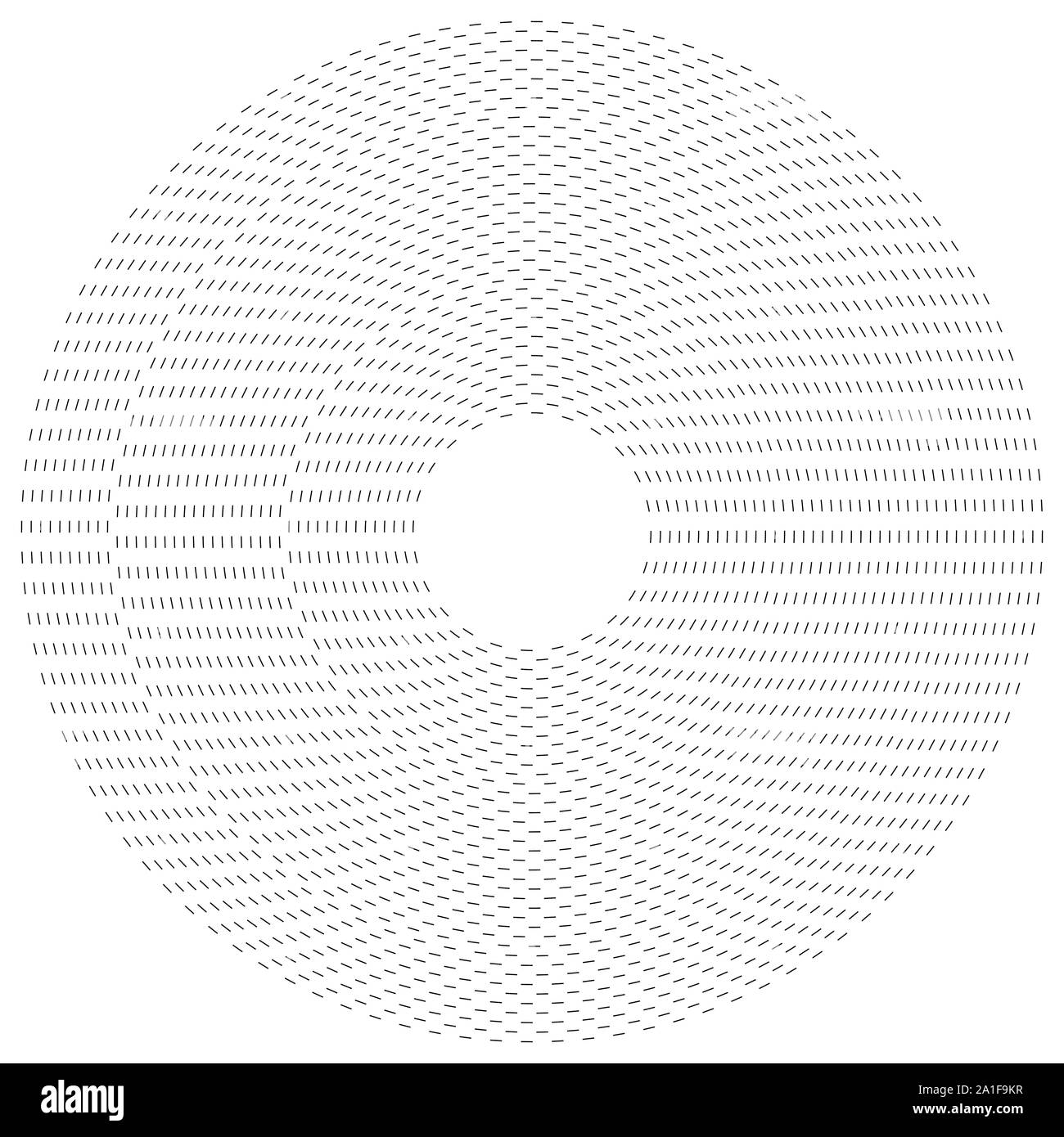 Radial dashed line circles. Circular, concentric element with gap lines. Periodic, infrequent ...